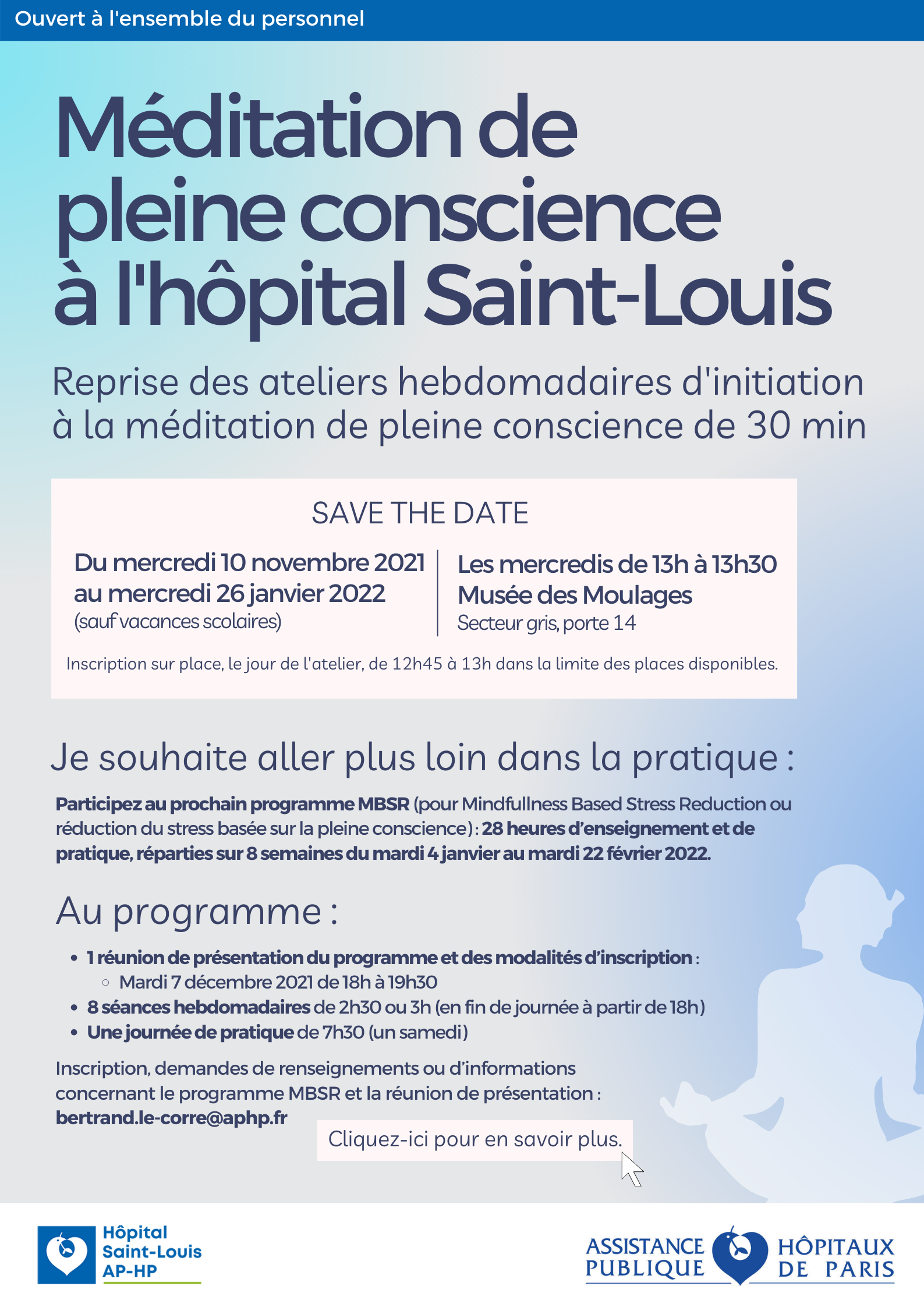 Affiche méditation de pleine conscience | Hôpital Saint Louis
